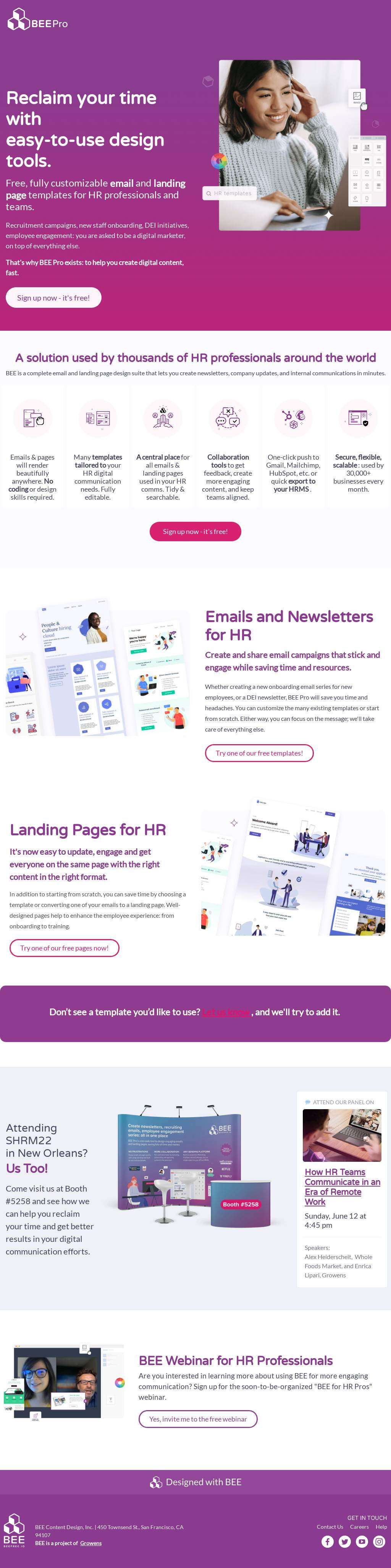 Free email and landing page templates for HR professionals | BEE Pro